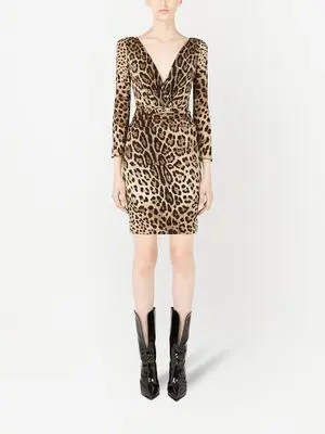 Dolce & Gabbana Leopard-print Mini Dress - Neutrals
