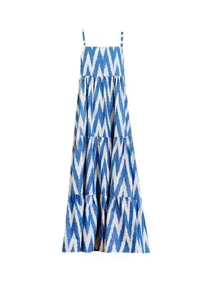 PUNICANA Punicana Women's Bodrum Ikat Maxi Dress In Blue/White - Blue/white