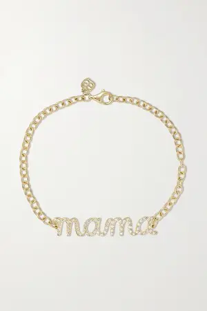 SYDNEY EVAN Large Mama Script 14-karat Diamond Bracelet