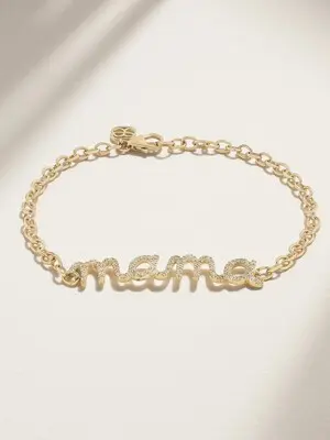 SYDNEY EVAN Large Mama Script 14-karat Diamond Bracelet - Gold