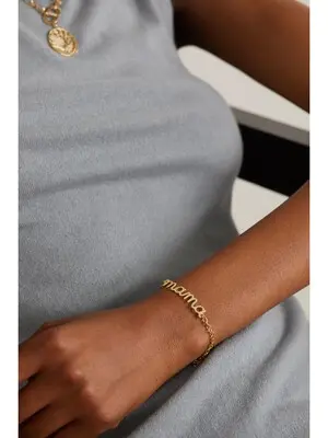 SYDNEY EVAN Large Mama Script 14-karat Diamond Bracelet