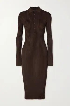 Galvan Rhea Ribbed-knit Midi Dress