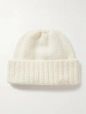 Saint Laurent Ribbed Cashmere Beanie - Neutrals
