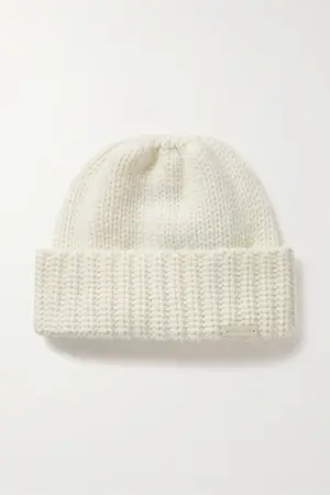 Saint Laurent Ribbed Cashmere Beanie - Off-white