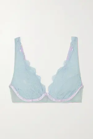 DORA LARSEN Lauren Satin-trimmed Lace And Stretch-tulle Underwired Bra