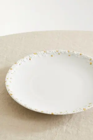 L'Objet Haas Brothers Mojave 27cm Gold-plated Porcelain Dinner Plate - White