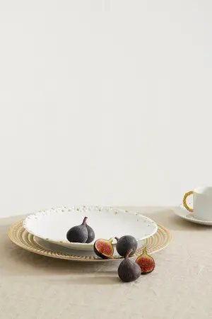 L'Objet Haas Brothers Mojave 27cm Gold-plated Porcelain Dinner Plate - White