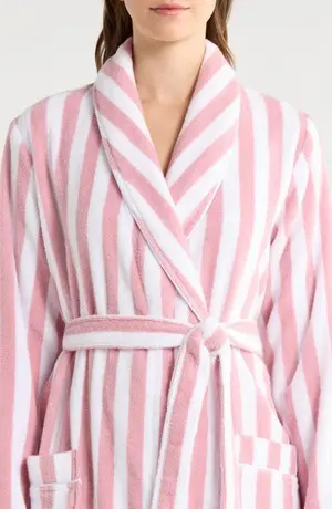 Nordstrom Hydro Cotton Terry Robe - Pink Stripe