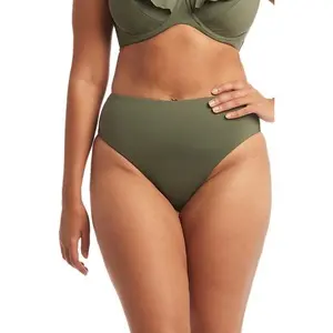 SEA LEVEL Sea Level Retro High Waisted Bikini Bottom Khaki