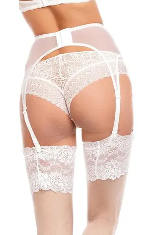 GLAMORY HOSIERY Powermesh Garter Belt - White