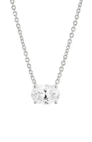 Nadri Modern Luv Large Oval Cubic Zirconia Pendant Necklace - Rhodium