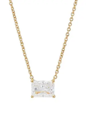 Nadri Modern Luv Large Emerald Cut Cubic Zirconia Pendant Necklace - Gold