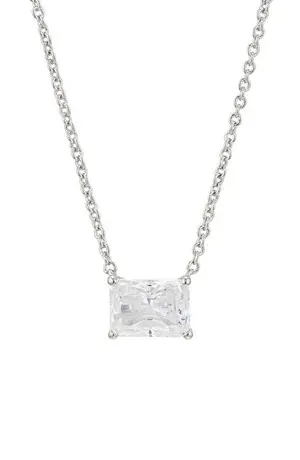 Nadri Emerald Cut Zirconia Pendant Necklace - Rhodium
