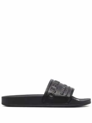 Off-White Embossed Logo Pool Slides