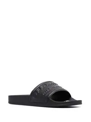 Off-White Embossed Logo Pool Slides