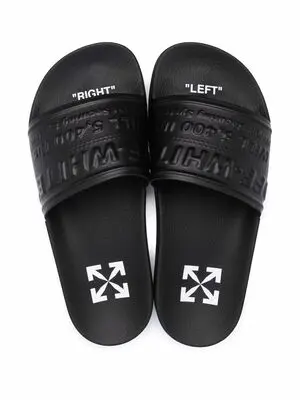Off-White Embossed Logo Pool Slides
