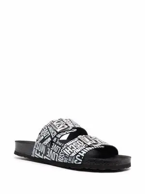 Moschino All-over Logo Print Flat Sandals