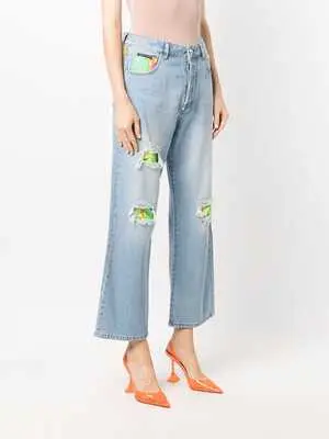 Philipp Plein Distressed Cropped Jeans