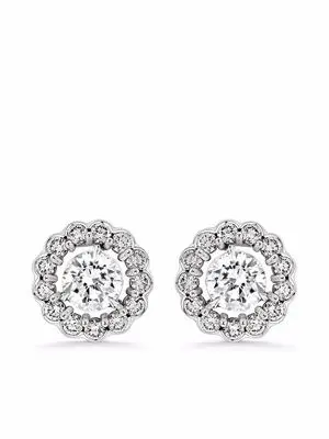 DAVID MORRIS 18kt White Gold Diamond Stud Earrings - Silver