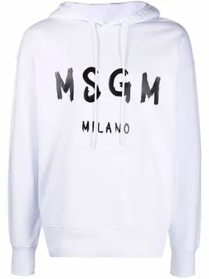 MSGM Logo-print Pullover Hoodie - White
