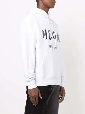 MSGM Logo Print Hoodie - White
