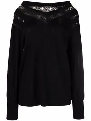 Alberta Ferretti Mesh-insert Knitted Top - Black
