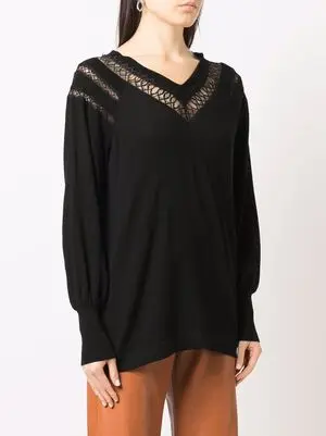 Alberta Ferretti Mesh-insert Knitted Top