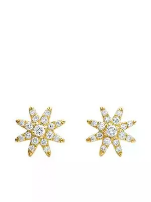 David Yurman 18kt Yellow Petite Starburst Diamond Stud Earrings - Gold