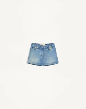 VALENTINO Valentino Denim Shorts With Floral Pocket Detail