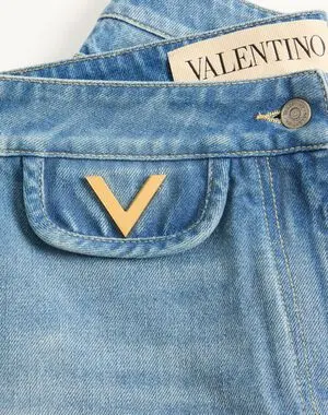 Valentino Garavani Denim Shorts With Floral Pocket Detail