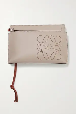 Loewe T-pouch Mini Perforated Leather Clutch - Neutrals