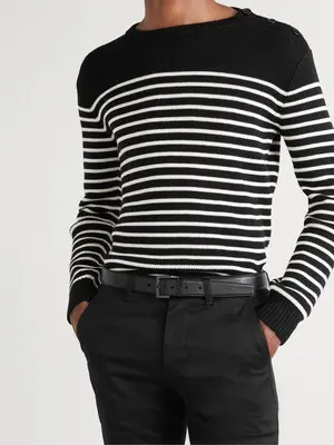 Saint Laurent 3cm Full-grain Leather Belt - Black