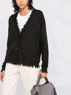 UMA WANG Frayed-edge Cashmere Cardigan