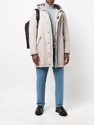 MOORER Hooded Coat With Tonal Stitching