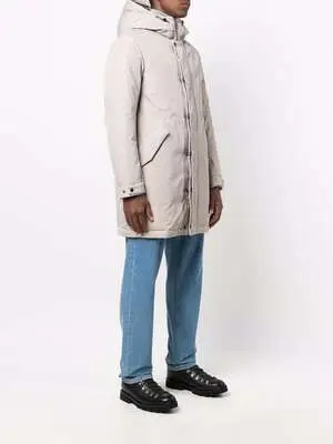 MOORER Hooded Coat With Tonal Stitching