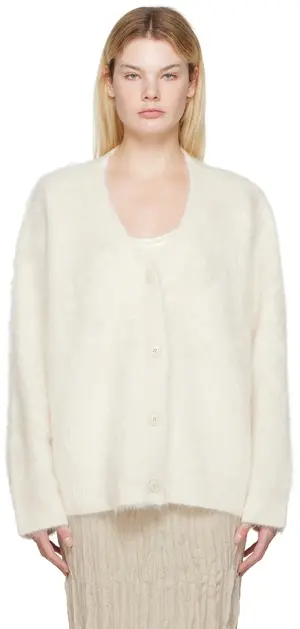 TOTEME TOTEME SSENSE Exclusive Brown Biella Cardigan - 160 Ivory