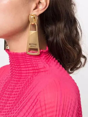 Moschino Oversize Zipper Clip-on Earrings