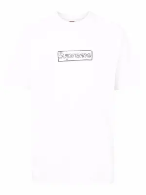 Supreme X Kaws Chalk Logo T-Shirt - White | Editorialist