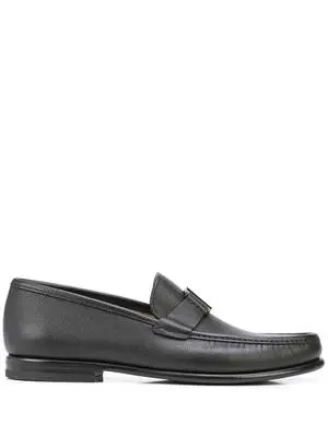 FERRAGAMO Logo-engraved Leather Loafers - Black