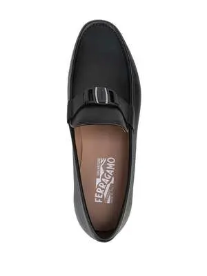 FERRAGAMO Logo-engraved Leather Loafers - Black