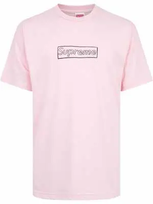 Supreme X Kaws Chalk Logo Crew Neck T-shirt - Pink