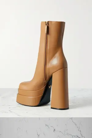 Versace Aevitas Leather Platform Ankle Boots