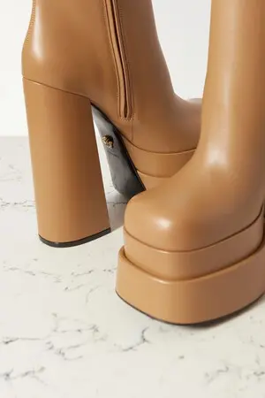 Versace Aevitas Leather Platform Ankle Boots