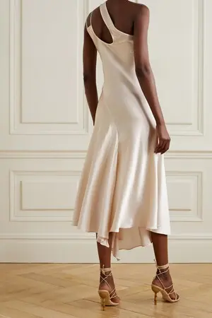 Cult Gaia Gwenyth Asymmetric Embellished Silk-satin Dress
