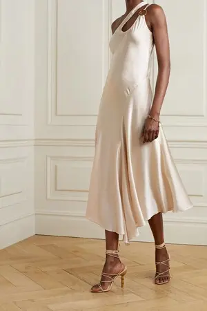 Cult Gaia Gwenyth Asymmetric Embellished Silk-satin Dress