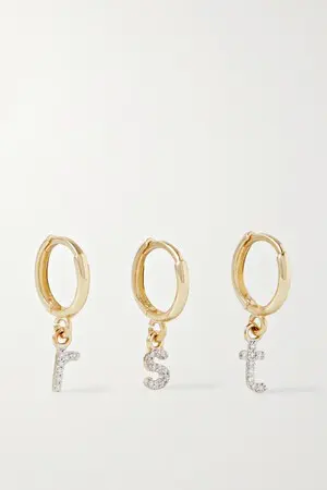 STONE AND STRAND Initial Diamond Earring