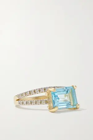Mateo Point Of Focus 14-karat Topaz And Diamond Ring - Gold