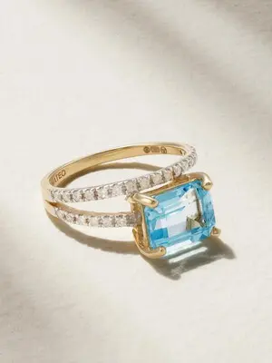 Mateo Point Of Focus 14-karat Topaz And Diamond Ring - Gold