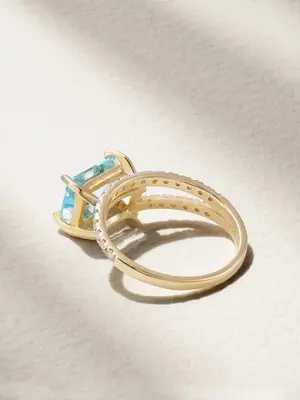 Mateo Point Of Focus 14-karat Topaz And Diamond Ring