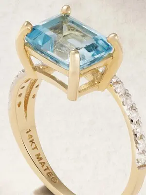 Mateo Point Of Focus 14-karat Topaz And Diamond Ring